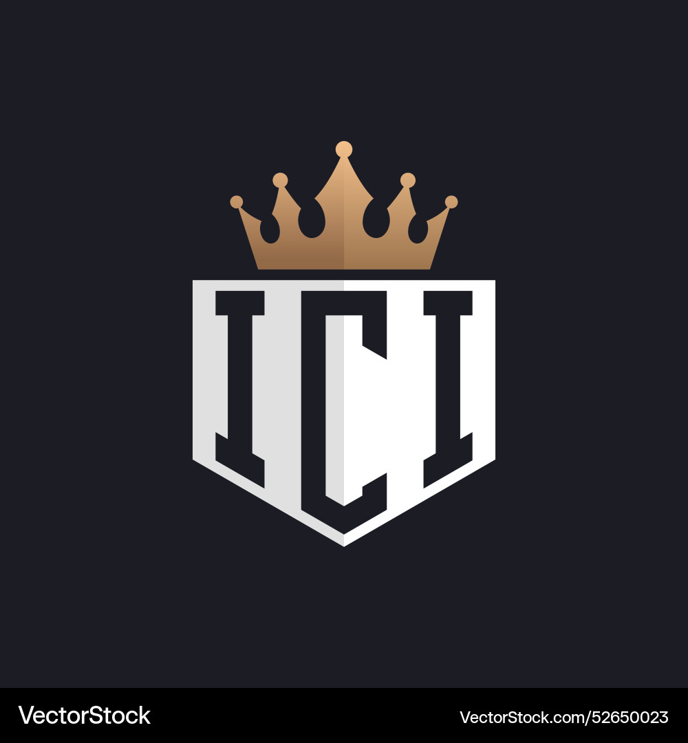 Luxury ici logo with crown elegant initials Vector Image