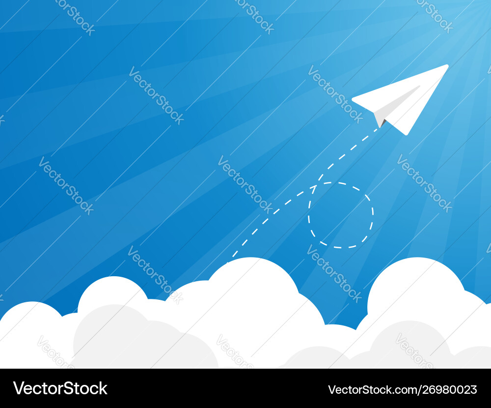 Paper plane flying launch Royalty Free Vector Image