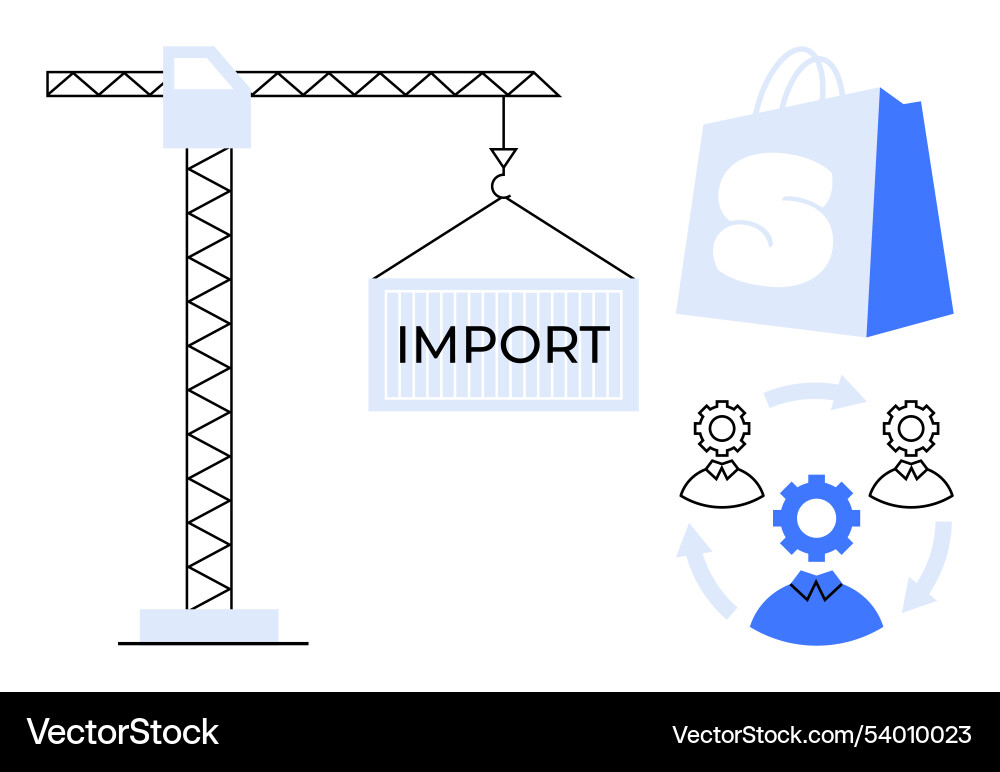 Shipping and import process with crane imported Vector Image