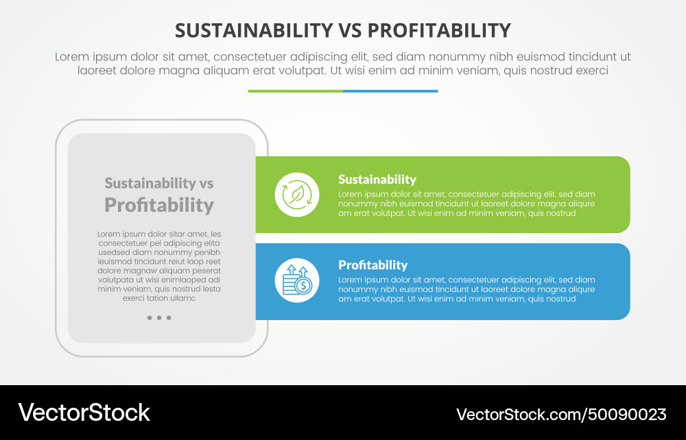 Sustainability versus profitability comparison Vector Image Sustainability versus profitability comparison Vector Image