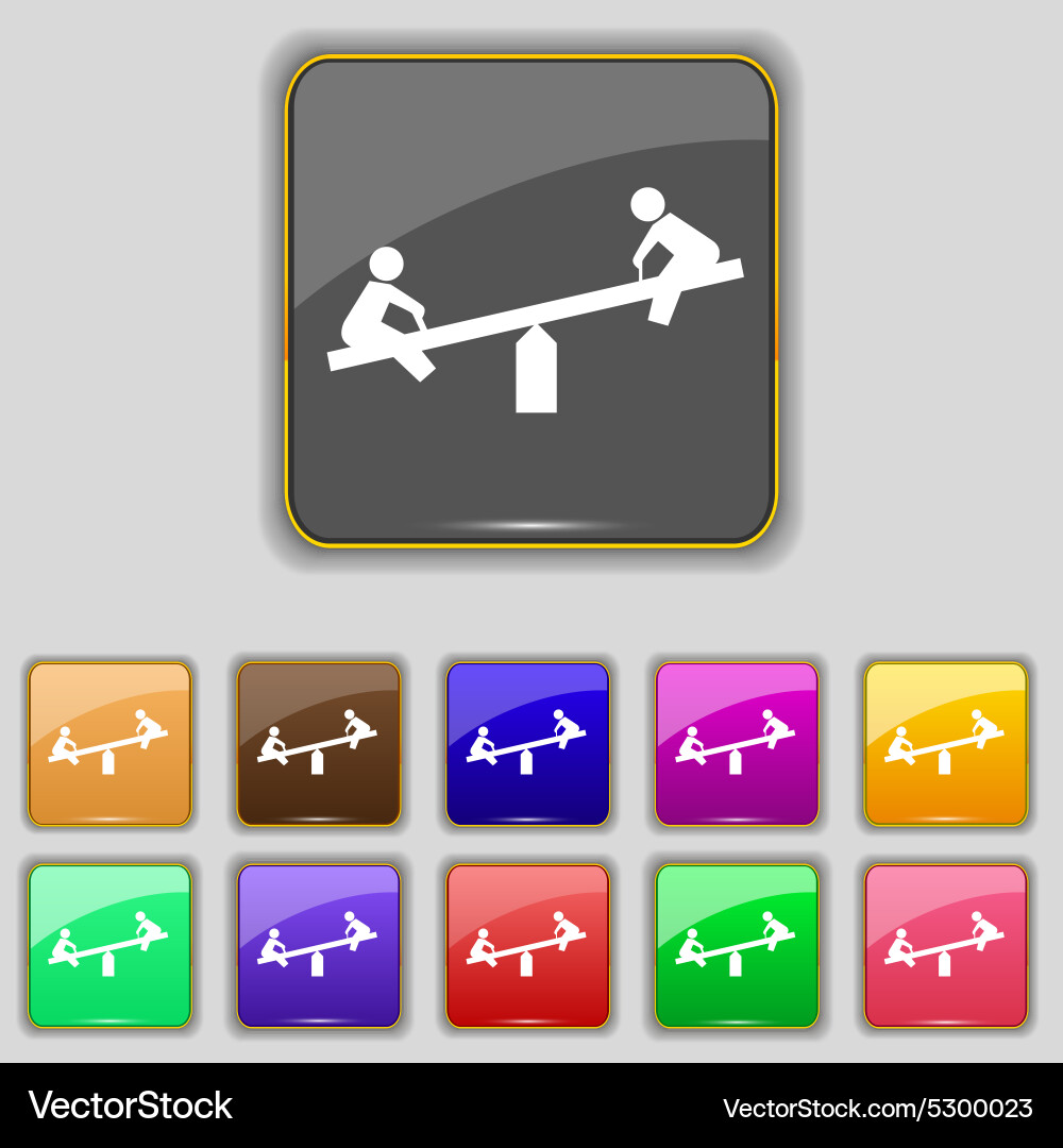 Swing icon sign set with eleven colored buttons Vector Image