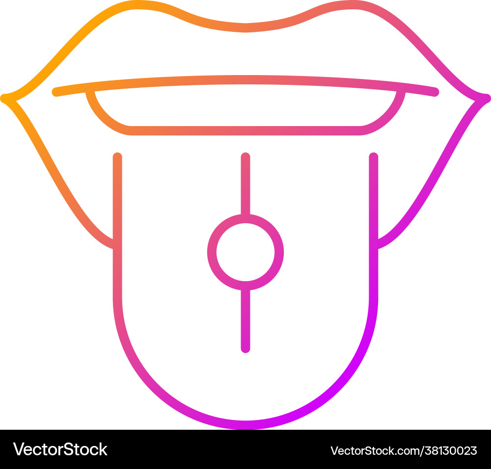 Tongue piercing gradient linear icon Royalty Free Vector