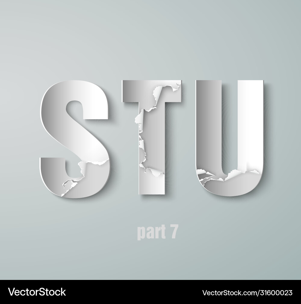 Torn paper graphic alphabet Royalty Free Vector Image