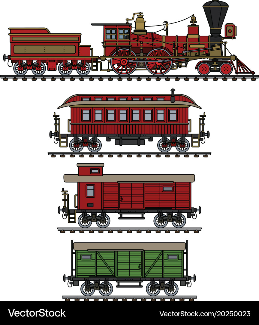 Vintage american steam train Royalty Free Vector Image