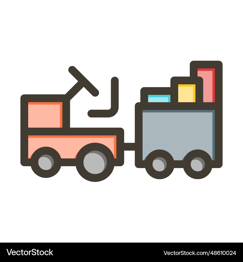 Baggage truck thick line filled colors Royalty Free Vector