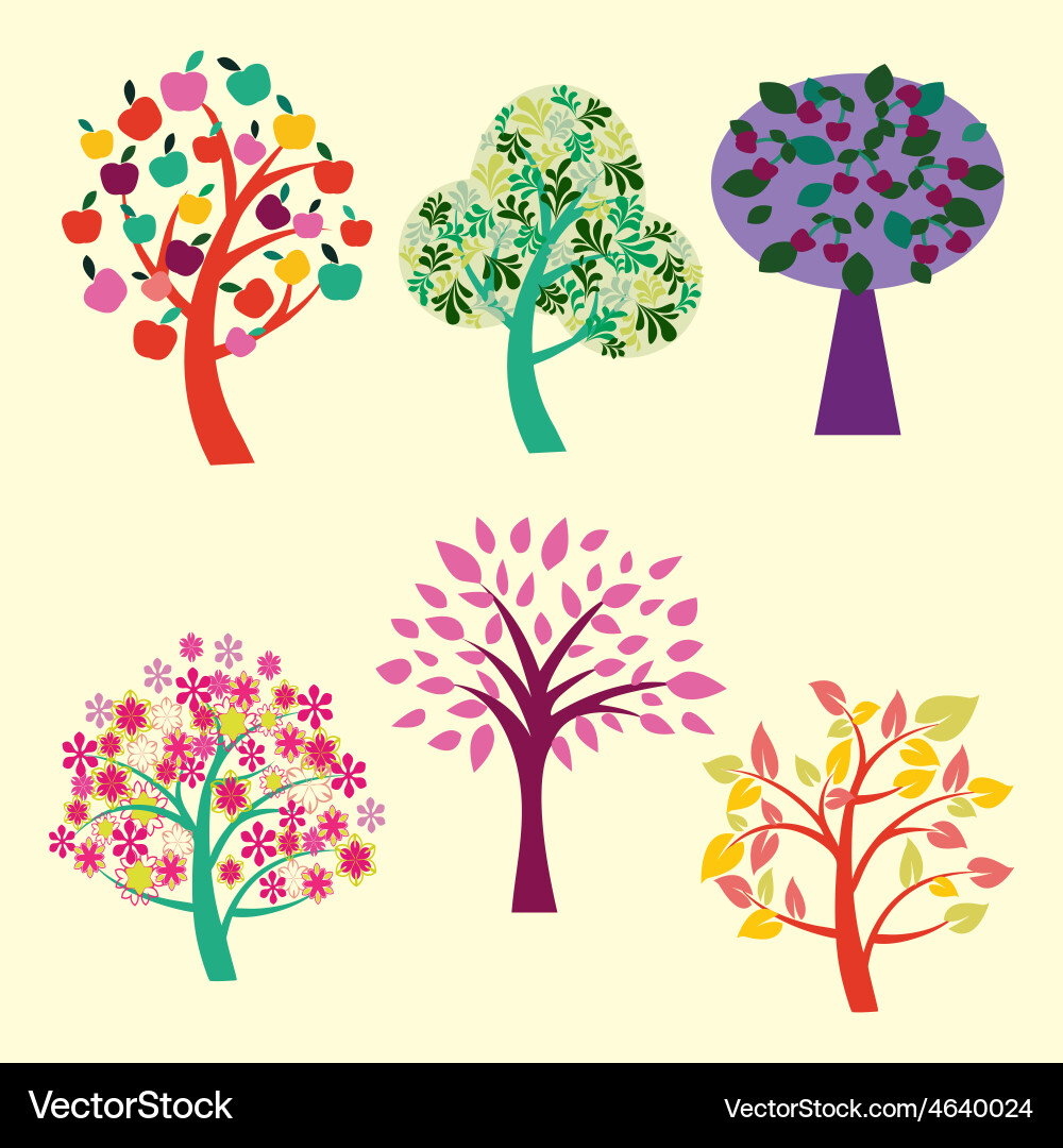 Beautiful trees collection Royalty Free Vector Image