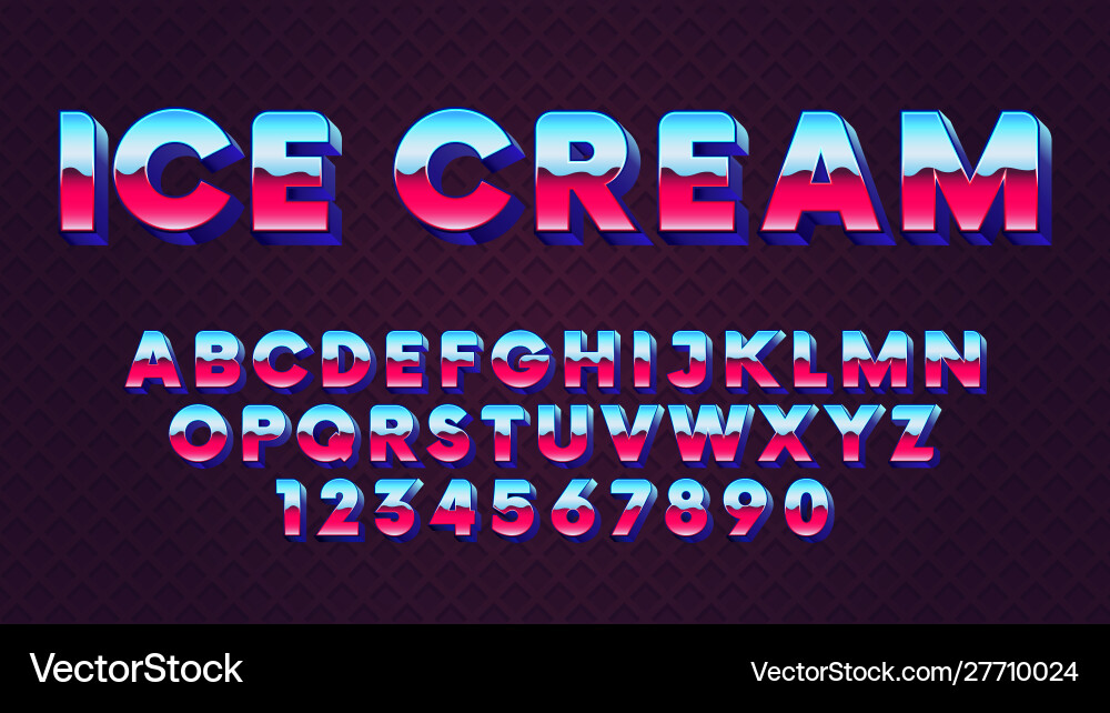 Bright retro font with blue and pink gradient Vector Image