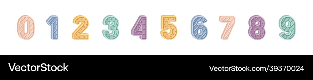 Cute childish numbers set fun numeral font Vector Image