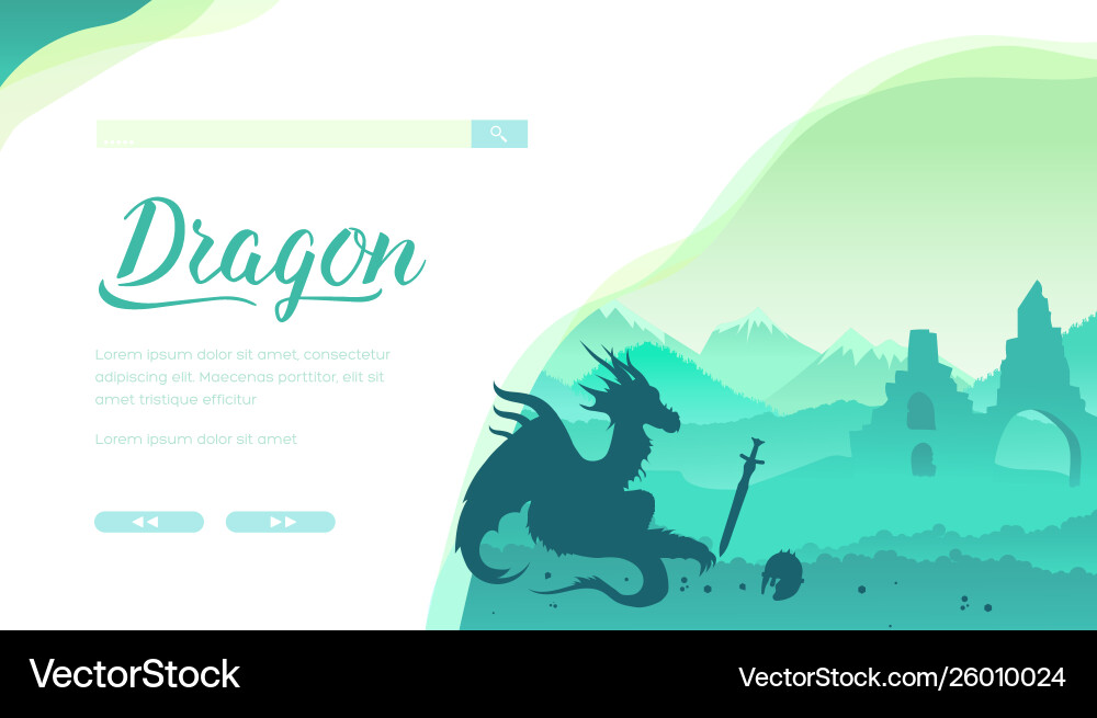 Dragon landing page template Royalty Free Vector Image