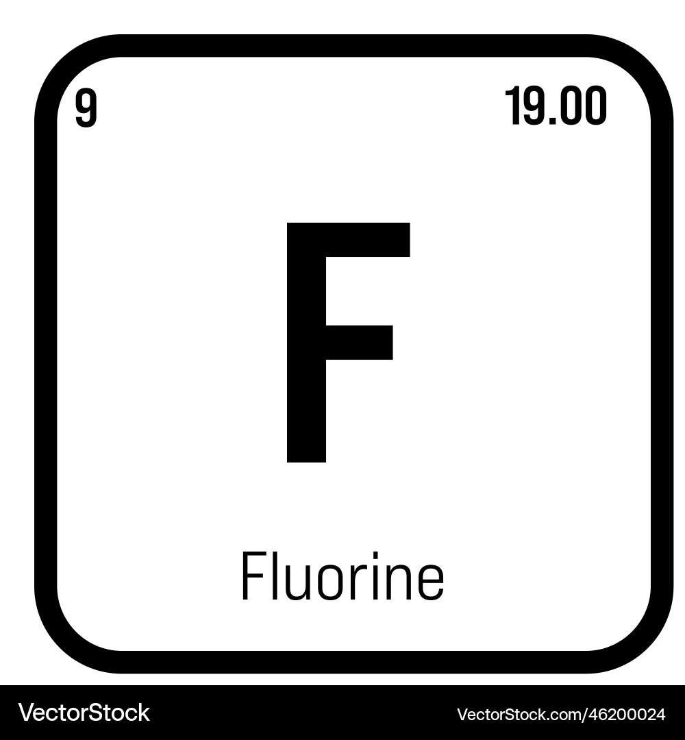 Fluorine f periodic table element Royalty Free Vector Image