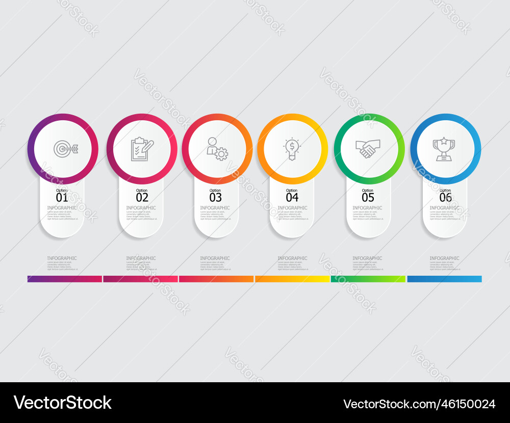 Horizontal steps timeline infographic element Vector Image