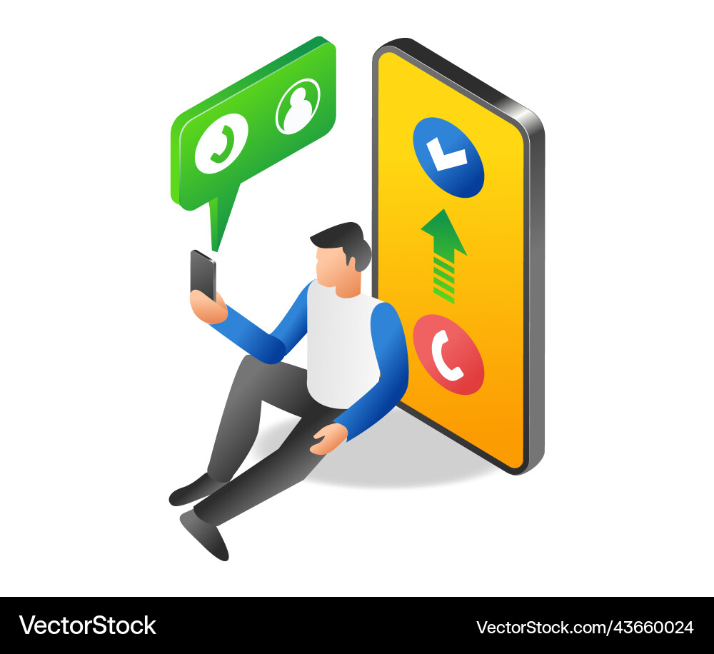 Man receiving a phone call Royalty Free Vector Image