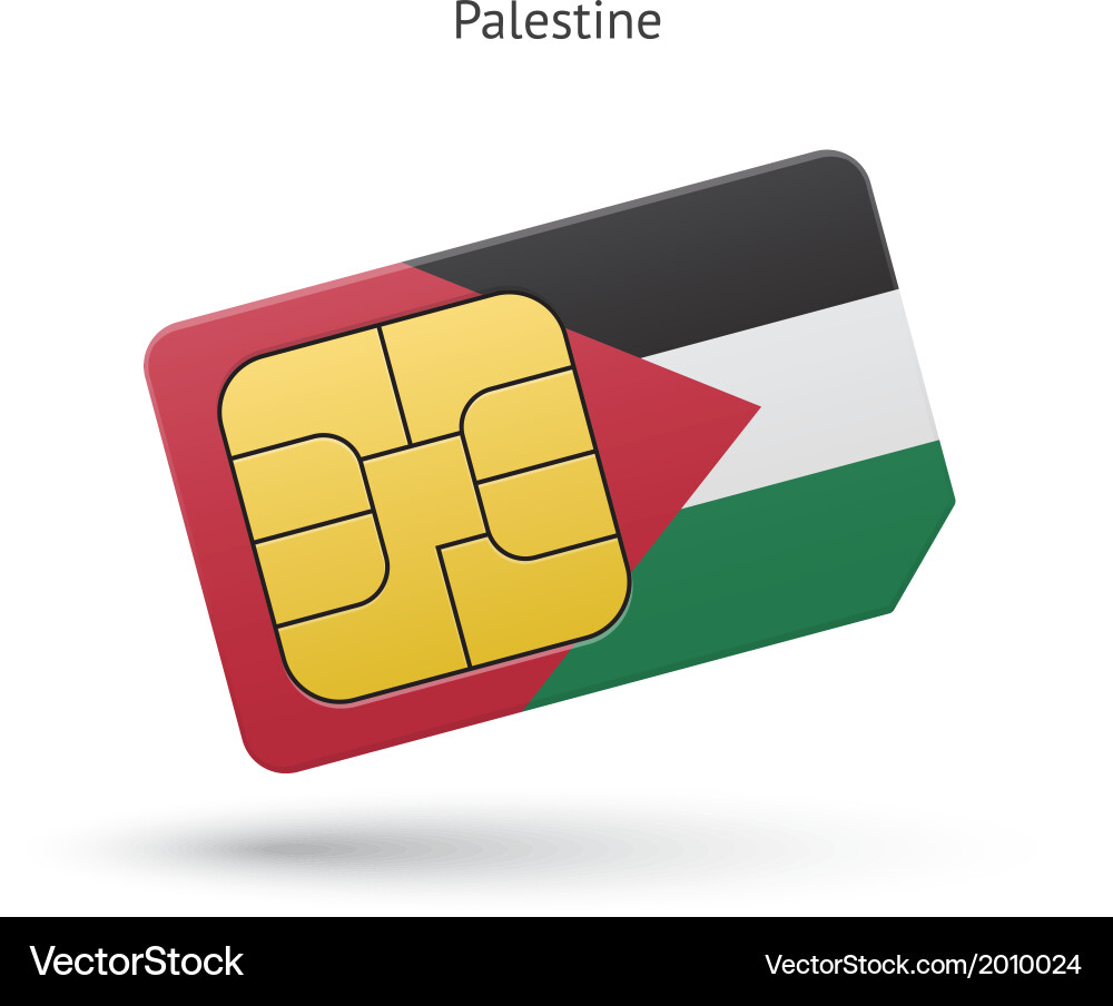 Palestine mobile phone sim card with flag Vector Image