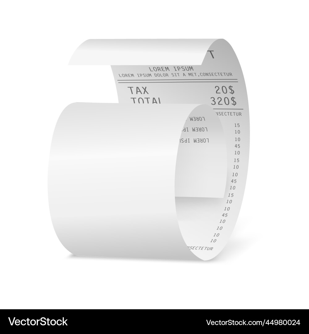 Payment transaction rolled cash register receipt Vector Image