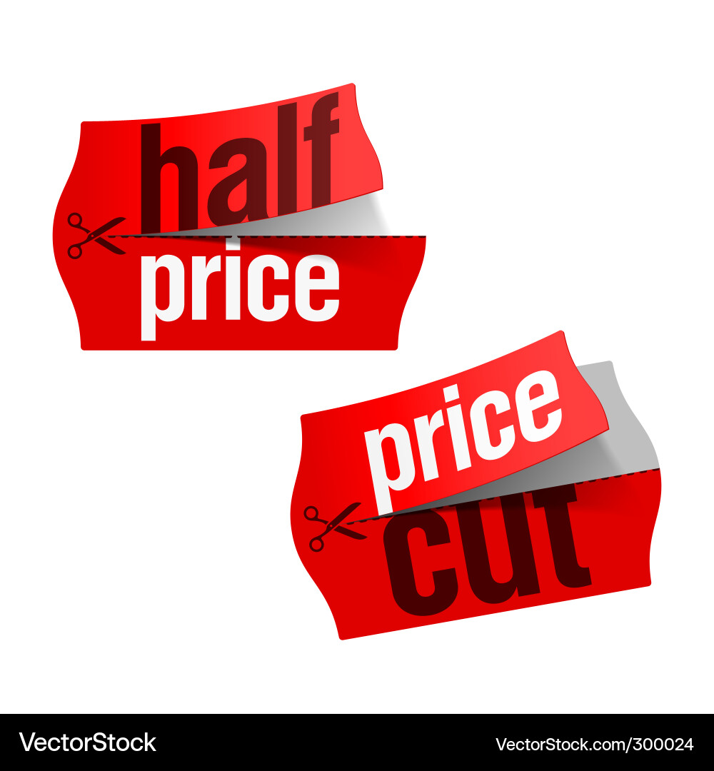 Price Cut & Half Price Stickers Royalty Free Vector