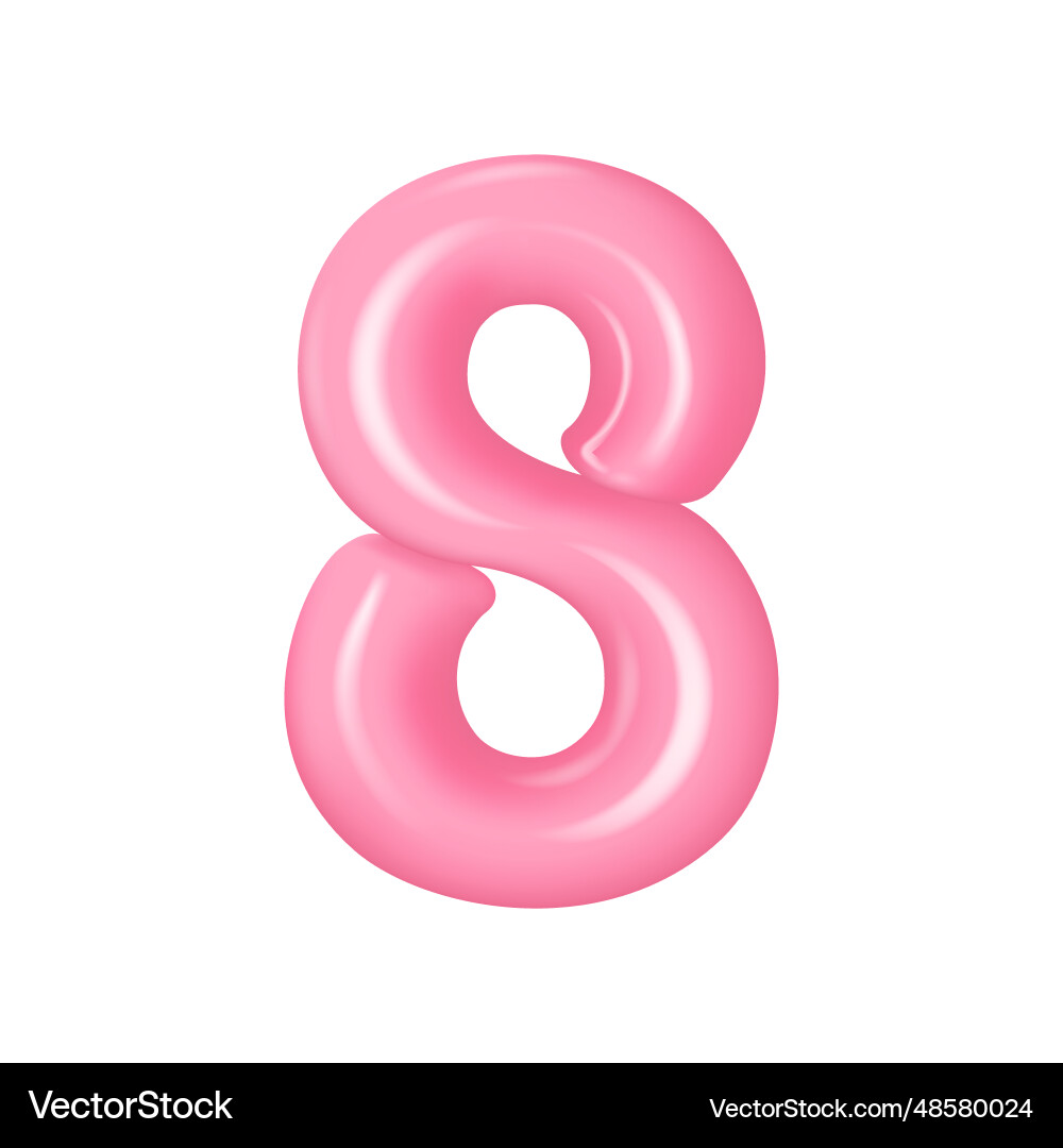 Realistic pink numbers from 8 plastic volumetric Vector Image
