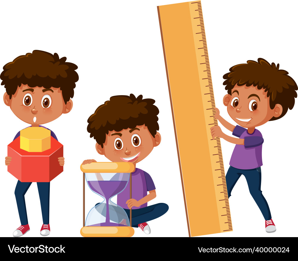 Set of a boy holding different math tools Vector Image