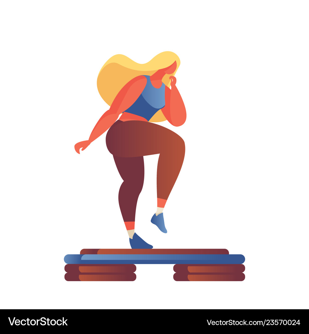 Step aerobic Mädchen in flachen modernen Stil gezeichnet