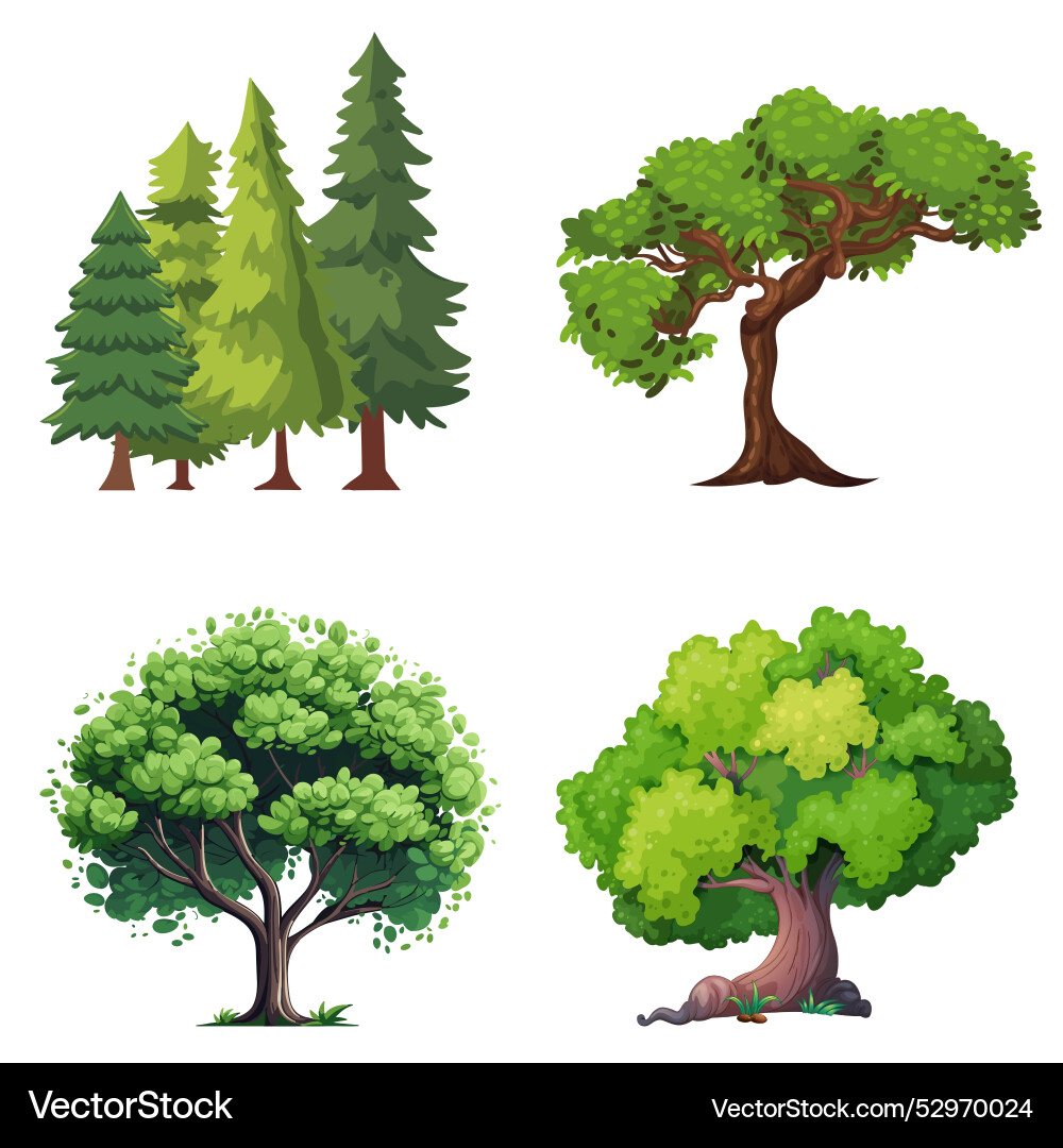 Trees isolated on white background Royalty Free Vector Image