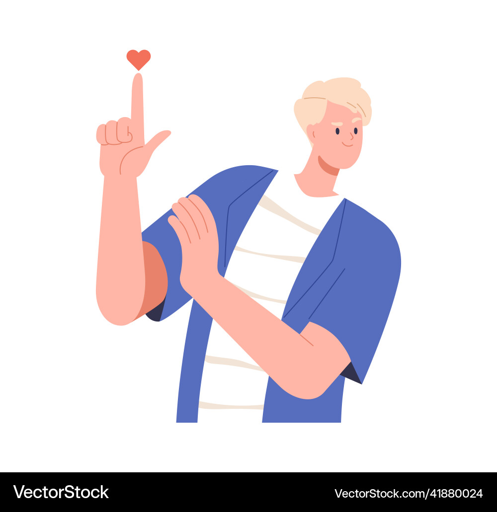 Volunteer pointing at heart calling Royalty Free Vector