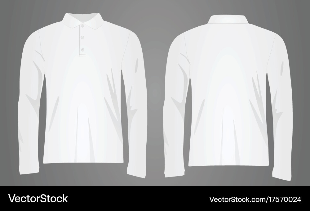 White polo shirt long sleeve Royalty Free Vector Image