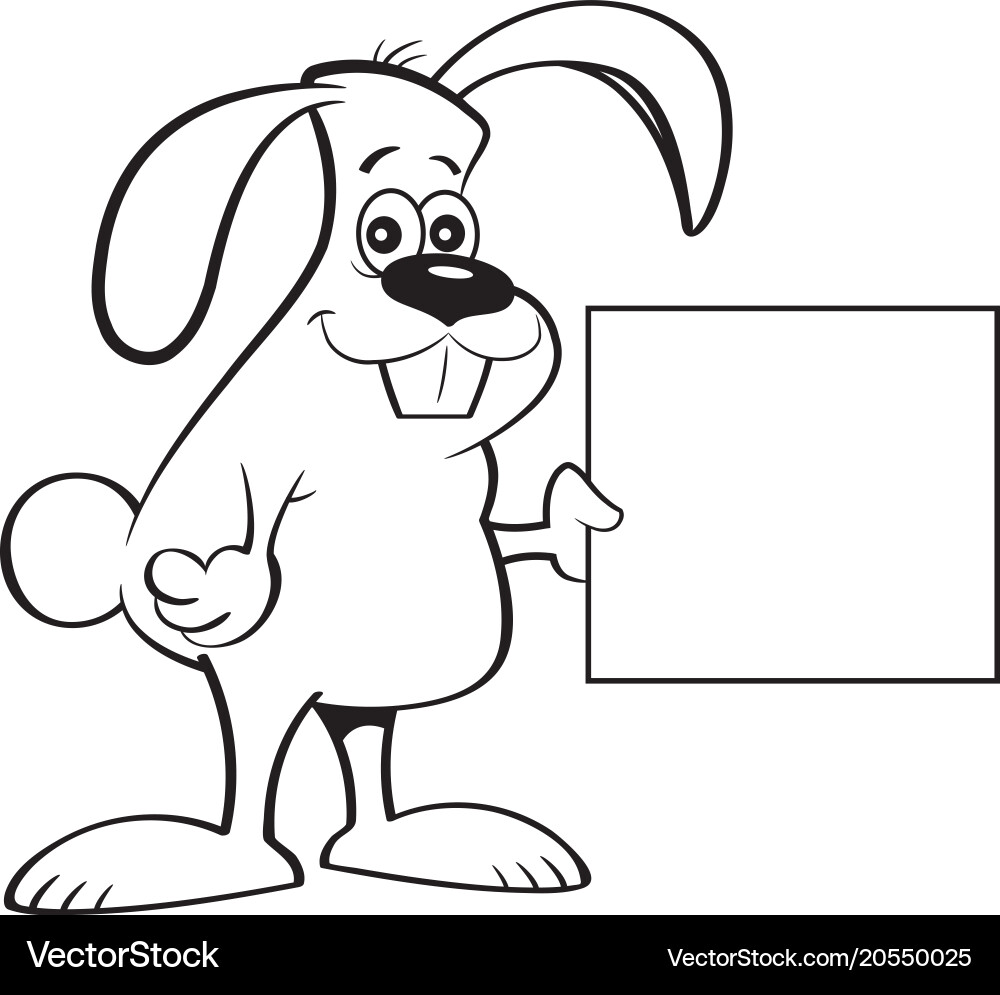 Cartoon rabbit holding a sign Royalty Free Vector Image