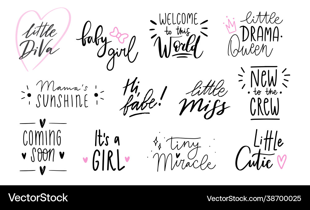 Collection hand written lettering quotes Vector Image