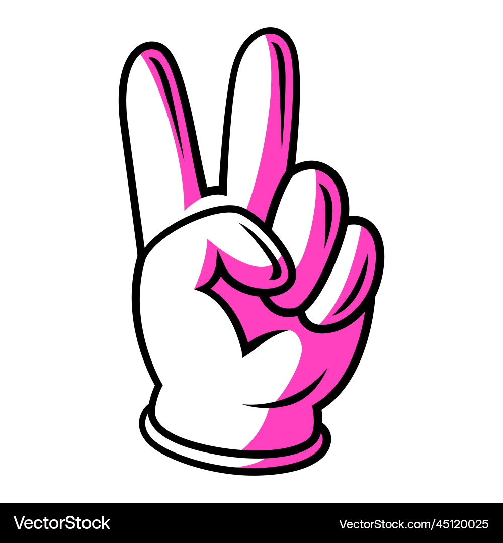 Comic hand victory sign cartoon Royalty Free Vector Image