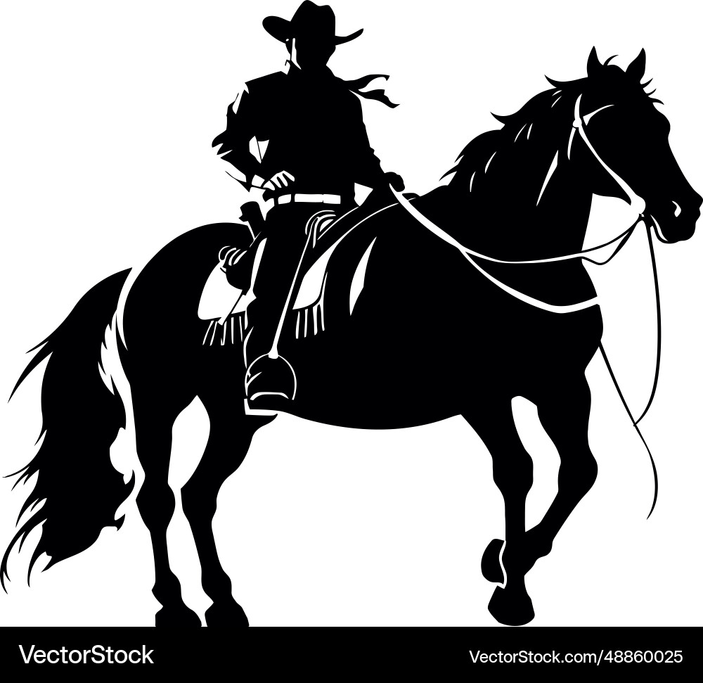 Cowboy On Horse Silhouette Silhouette Of Cowboy With Lasso On Rearing
