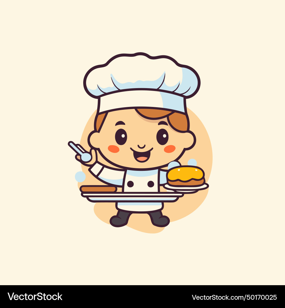 Cute chef boy cartoon little Royalty Free Vector Image
