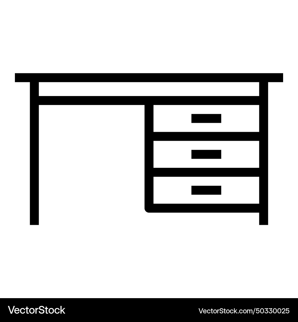 Office table flat icon isolated on white Vector Image