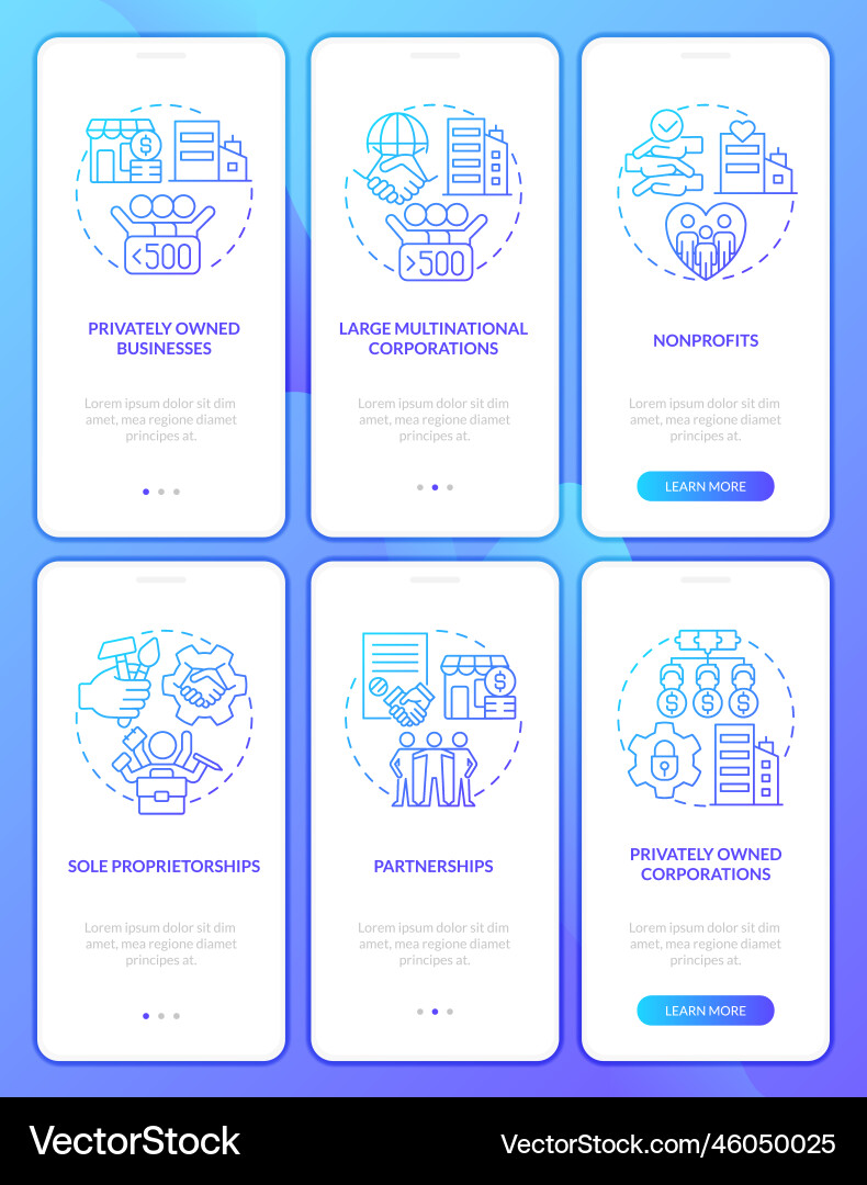 Private sector companies types blue gradient Vector Image