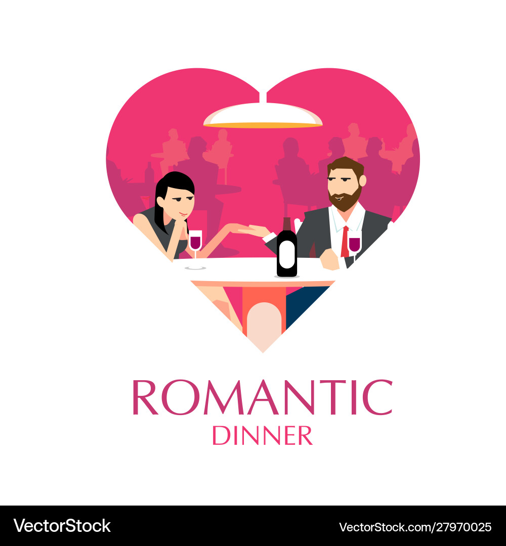 Romantic dinner in heart shape Royalty Free Vector Image