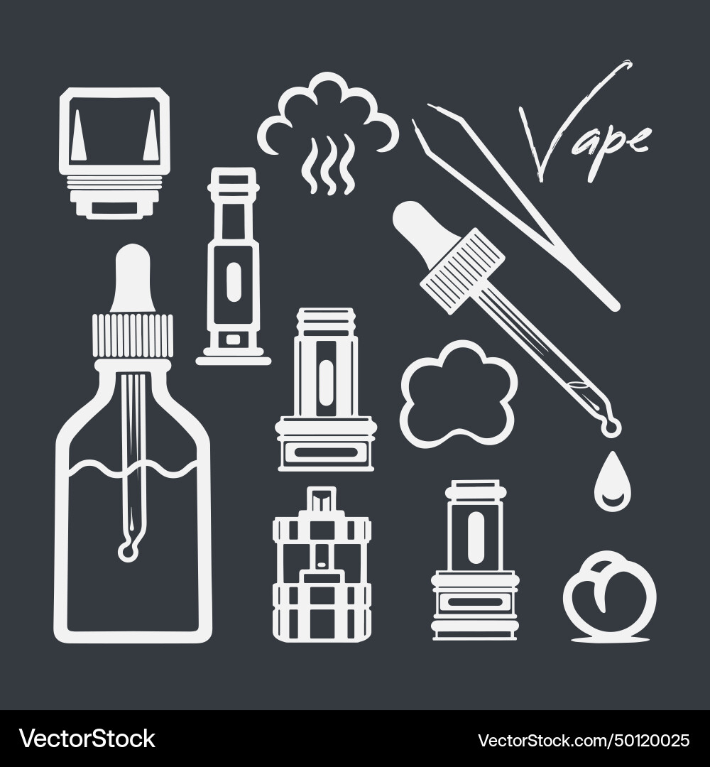 Vape vaporizers and accessories Royalty Free Vector Image