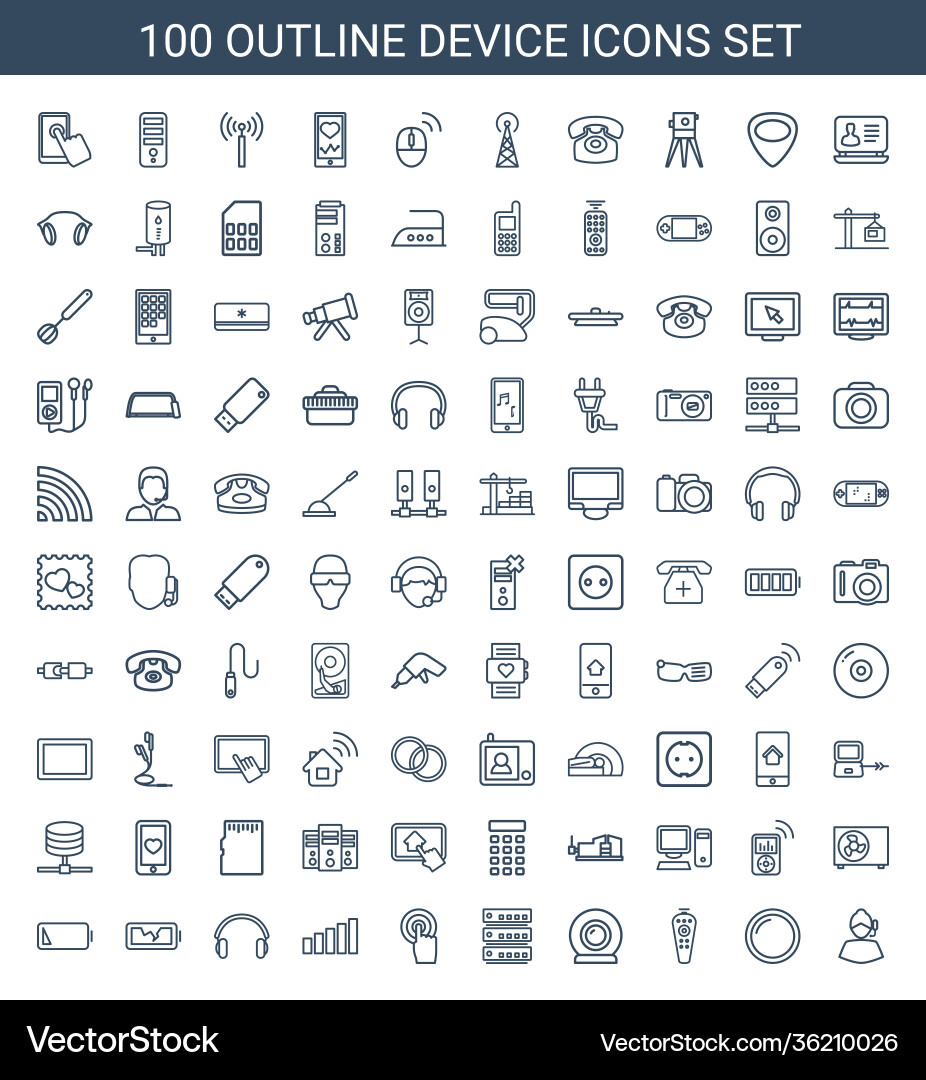 100 device icons Royalty Free Vector Image - VectorStock
