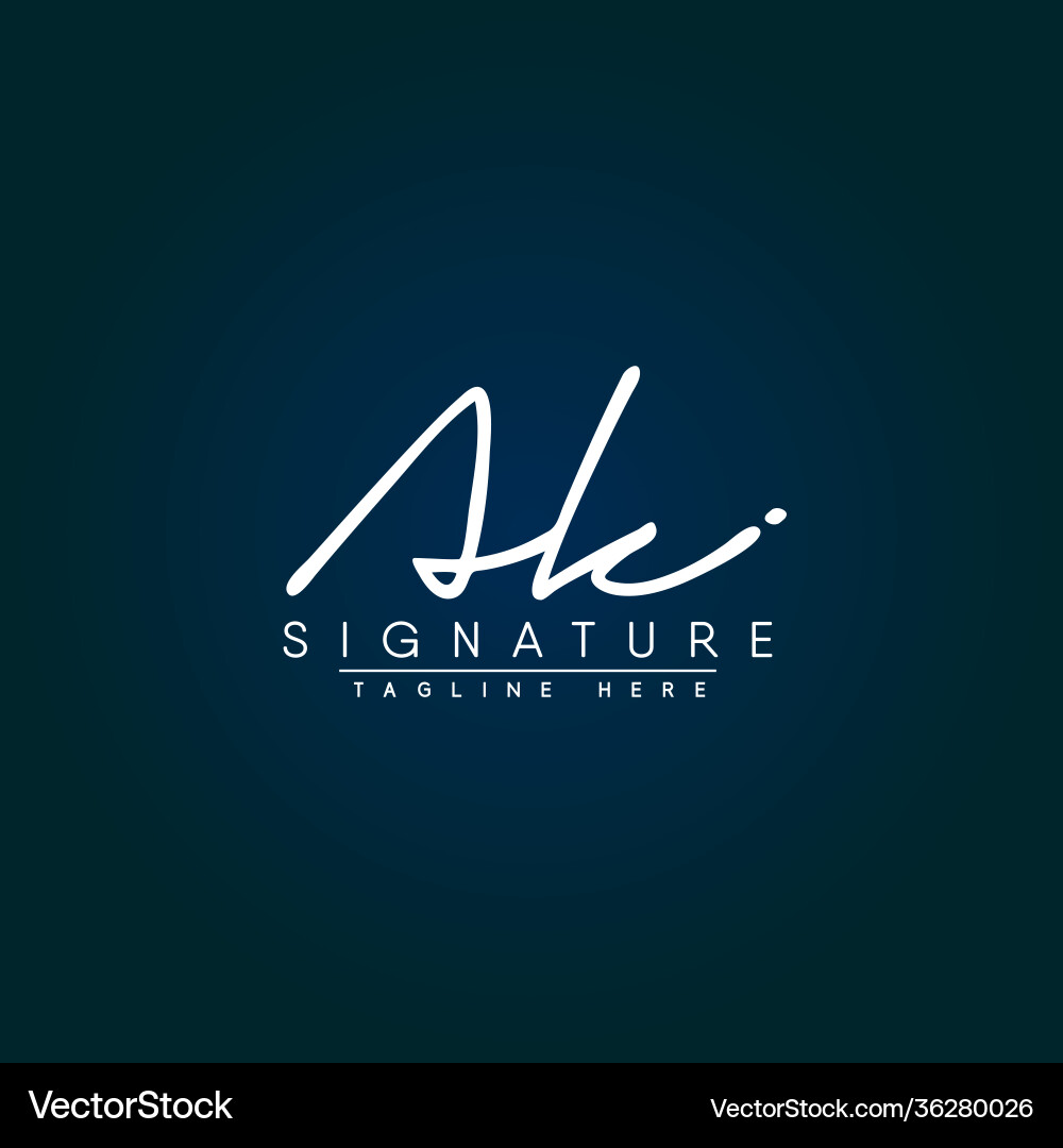 Ak signature logo - hand drawn Royalty Free Vector Image