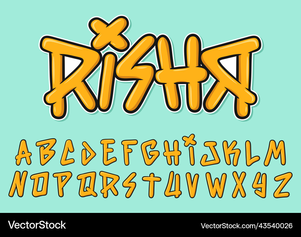 Alphabet pop punk graffiti cartoon Royalty Free Vector Image