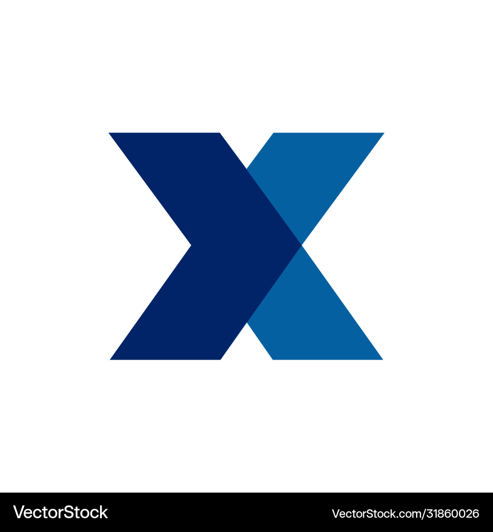 Blue x logo arrow design concept Royalty Free Vector Image