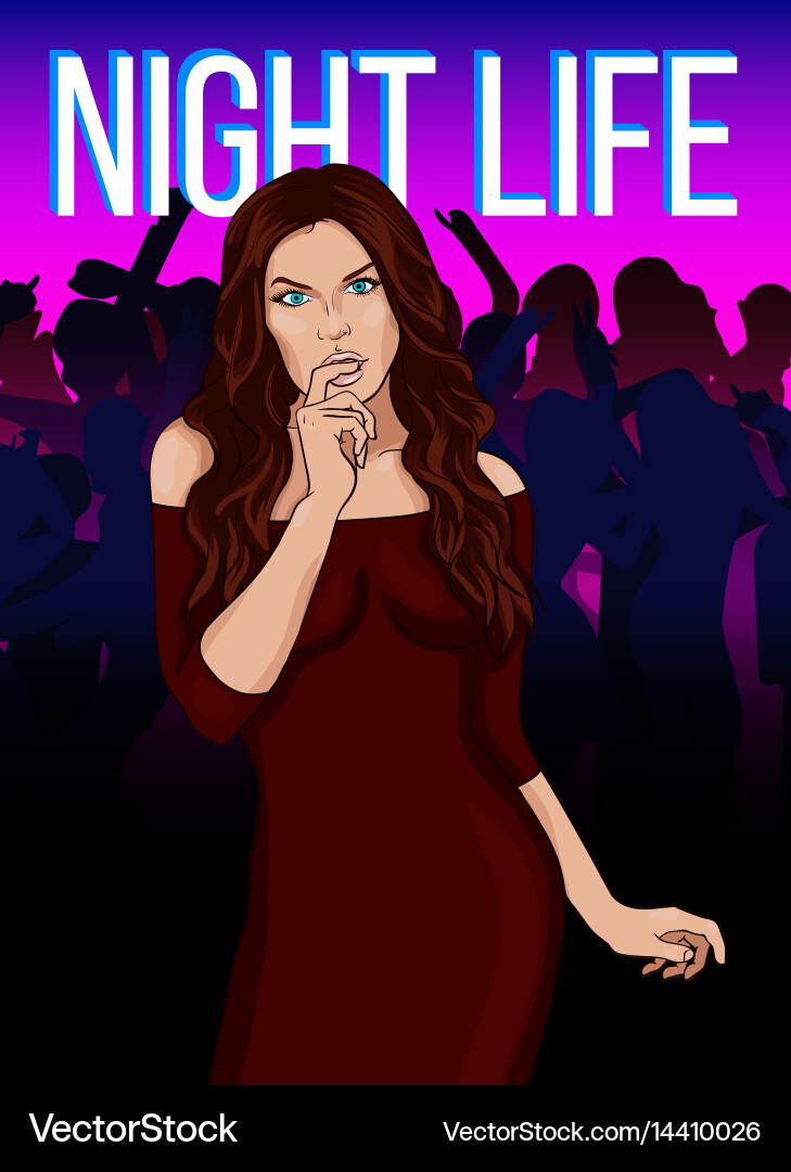 Cartoon night party template Royalty Free Vector Image