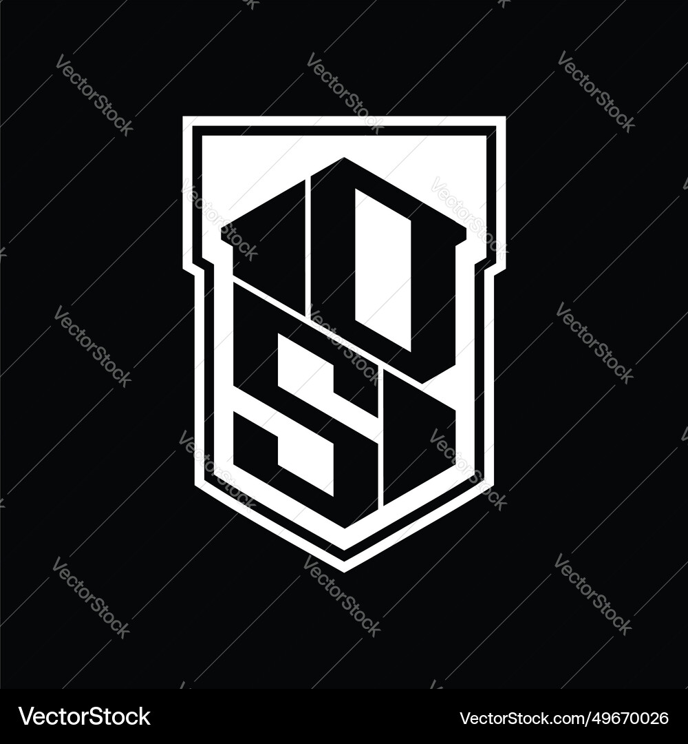 Ds logo monogram hexagon geometric up and down Vector Image