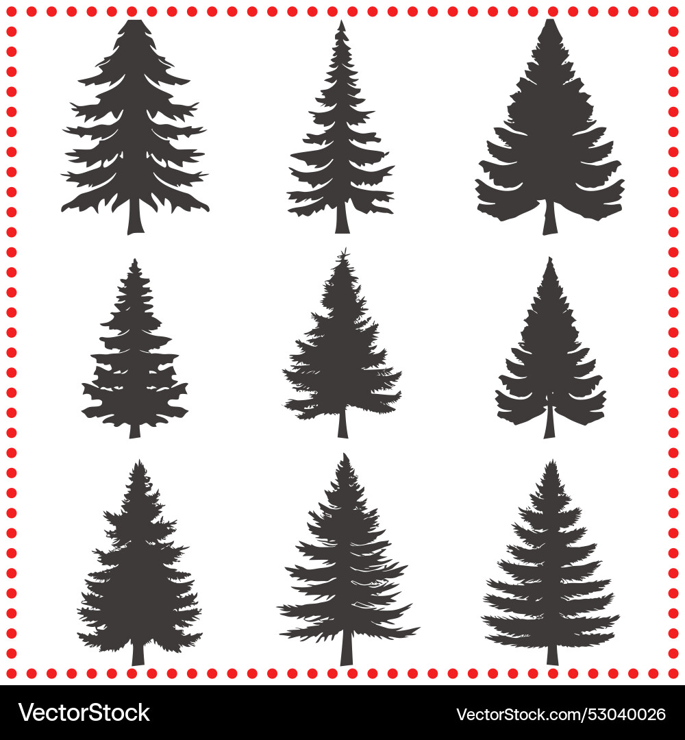Elegant Pine Tree Silhouettes Royalty Free Vector Image