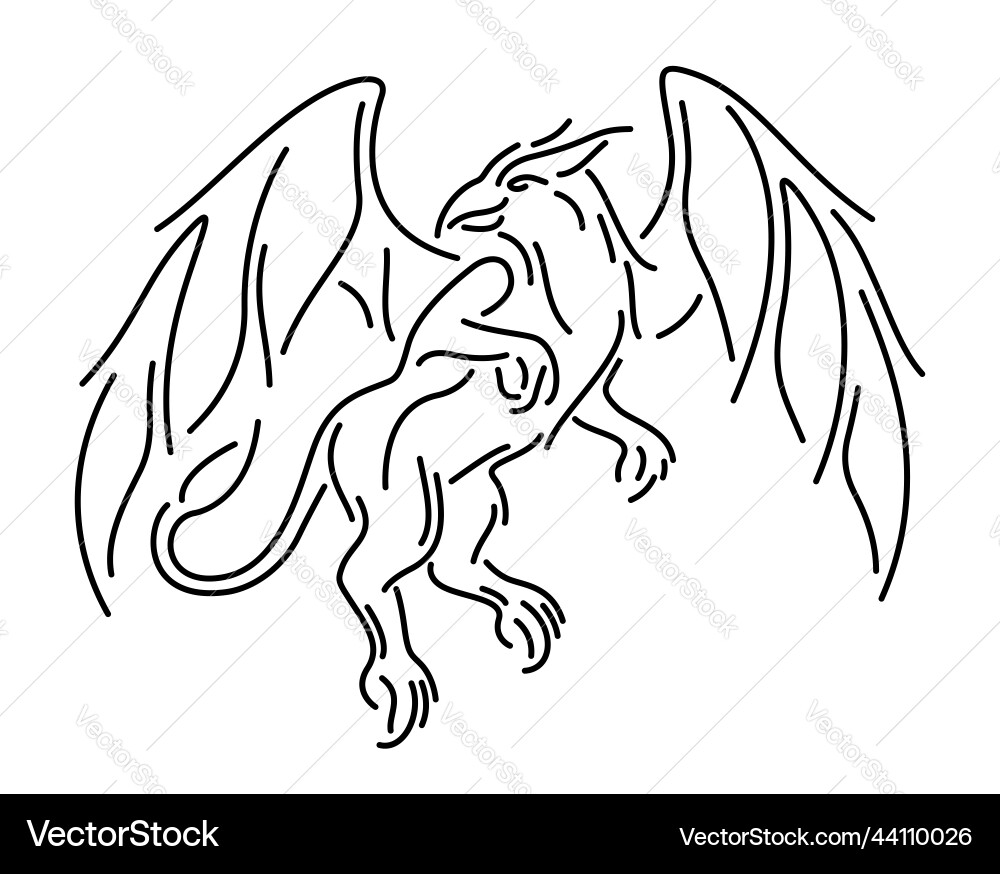 Fantasy line art with isolated decorative griffin Vector Image