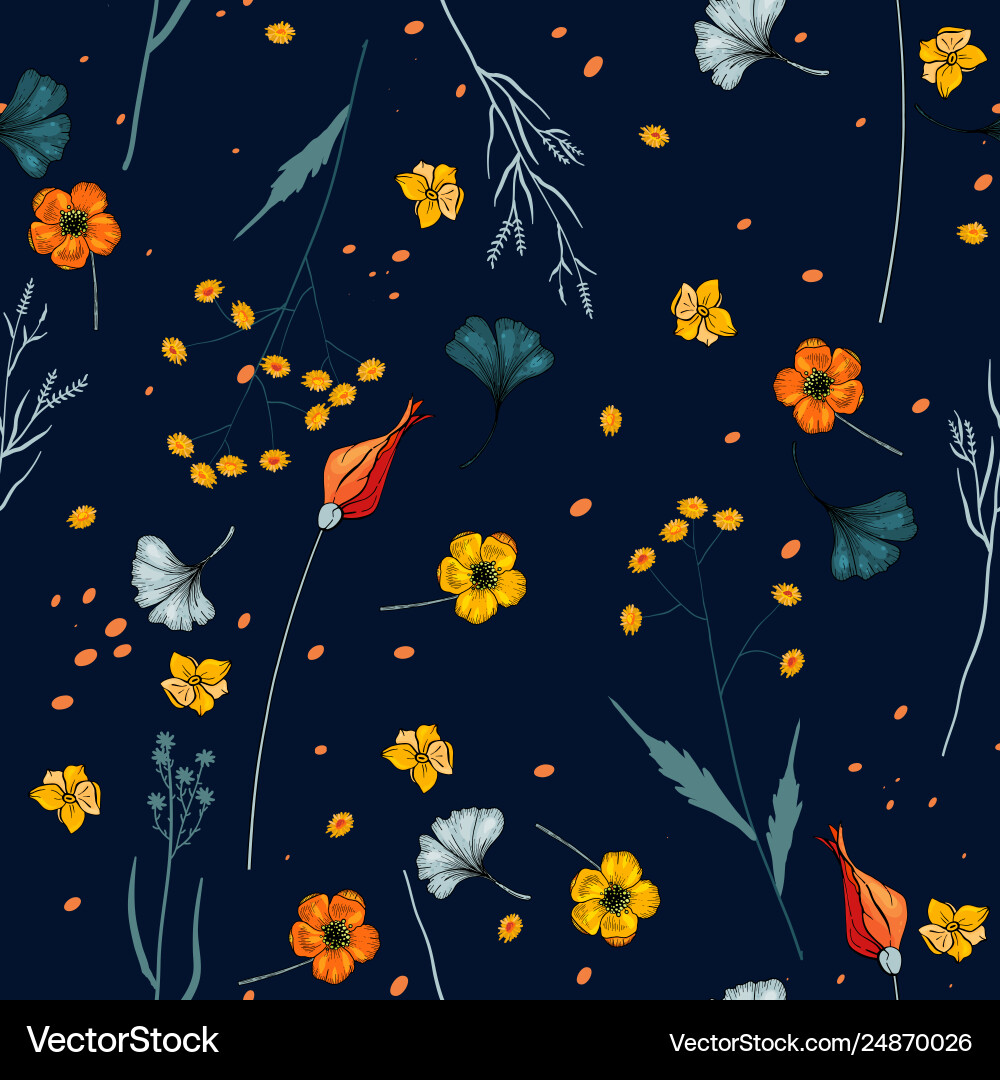 Floral Pattern - Blooming Flowers Royalty Free Vector Image