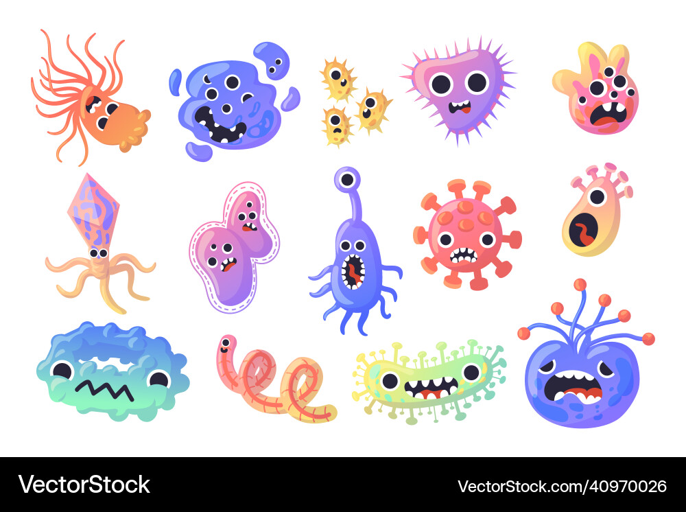 Germ character cartoon virus or microbe cell Vector Image