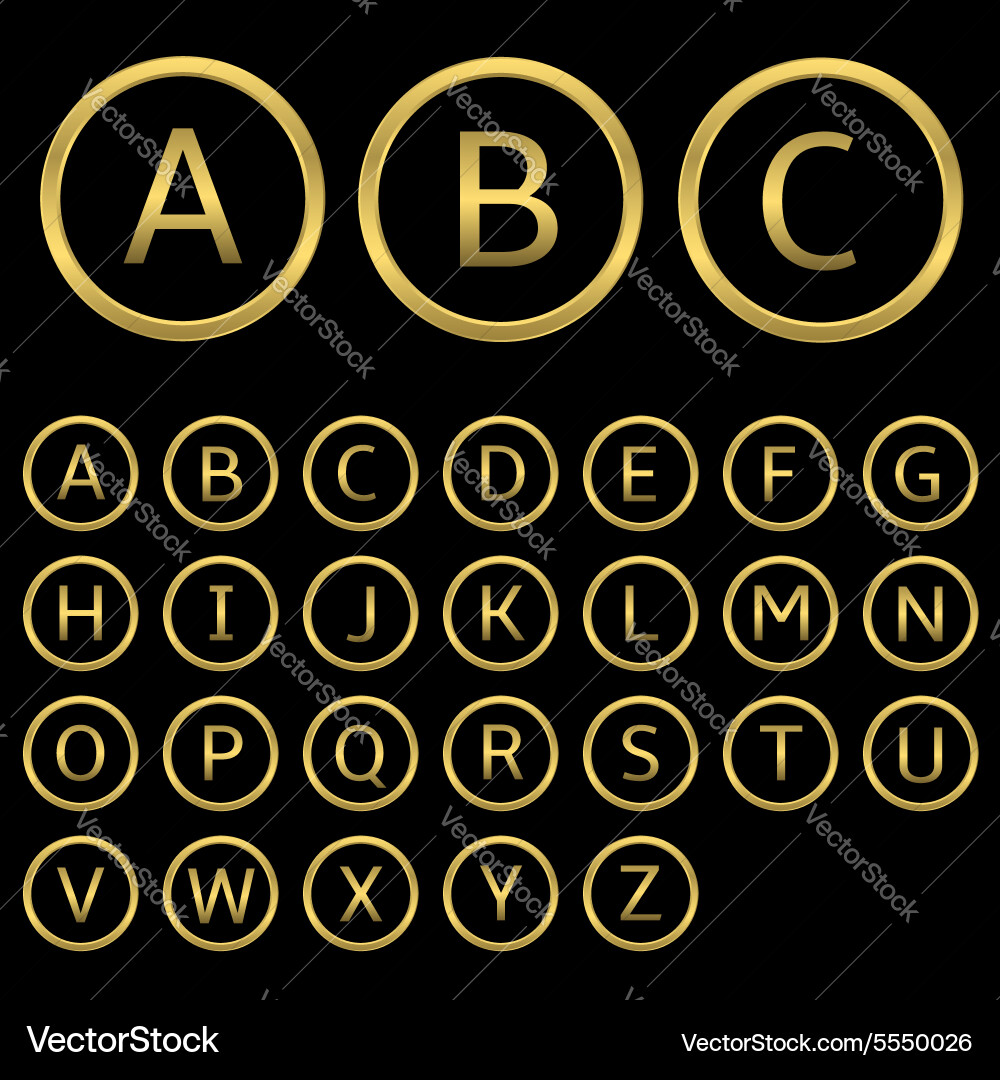 Golden letters Royalty Free Vector Image - VectorStock