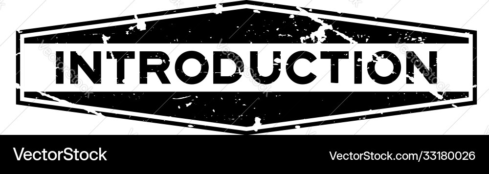 Grunge black introduction word hexagon rubber Vector Image