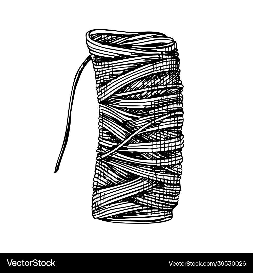 Hand-drawn gift wrapping rope sketch drawing Vector Image