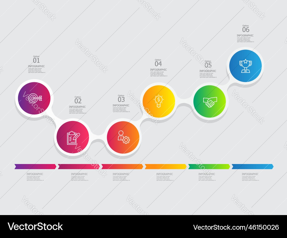 Horizontal steps timeline infographic element Vector Image