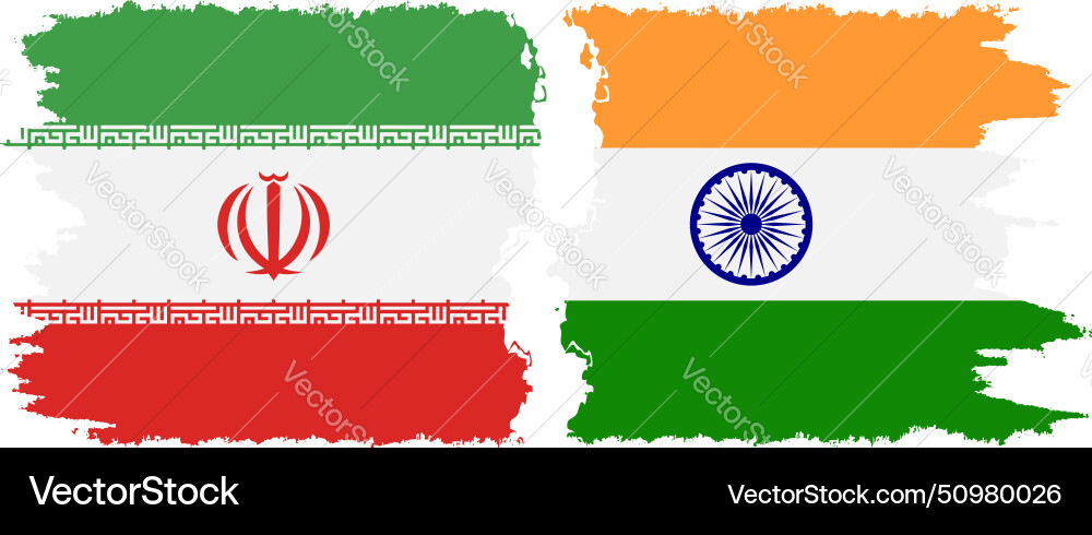 India and iran grunge flags connection Royalty Free Vector