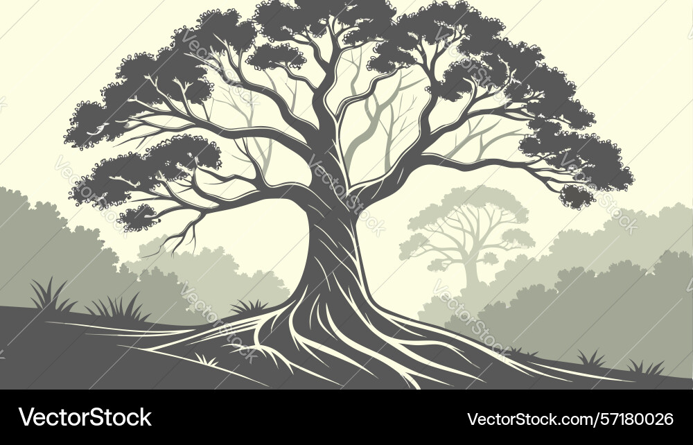 Majestic old oak tree symbolizing strength Vector Image